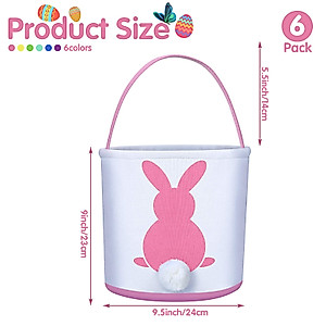 Weewooday 6 Pieces Bunny Easter Basket Bags for Kids Reusable Shopping Bags Bunny Totes Eggs Hunt Bags for Egg Toys Hunts Party Favor, Fresh Style(Fresh Style)