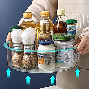 Semlos 2 Packs Lazy Susan Organizers for Cabinet, Clear Fridge Organizers and Storage Rack Holders, 360° Turntable Under Sink Organizers, Spinning Spice Racks 11" & 9"