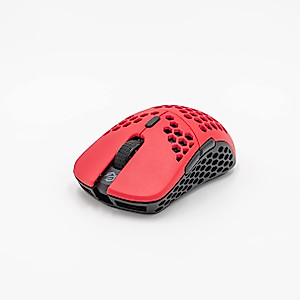 G-Wolves Hati HTS (Small) ACE Wireless Gaming Mouse - PAW3370 Sensor - 50 to 19,000 CPI - 54±2Gram(1.8 oz) - TTC Golden Color Encoder - Ultra Lightweight Honeycomb Design (Red)