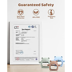 3 Packs Baby Teething Toy Silicone Bear Teething Mitten for Babies Over 3 Months Anti Dropping Wrist Hand Teethers Baby Chew Toys for Sucking Needs, BPA Free (Olive, Blue, Brown)