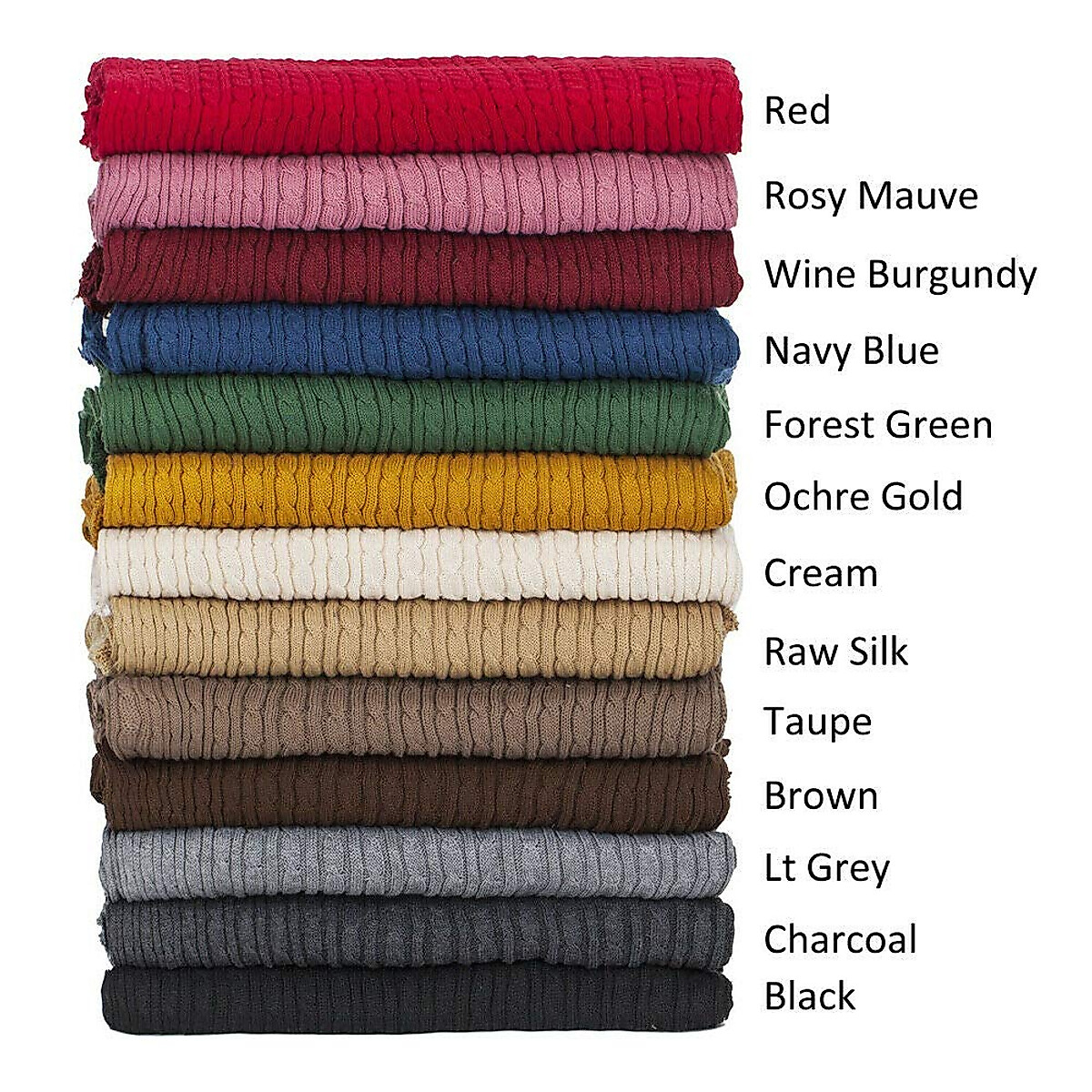 Neotrims Cable Twist Knit Fabric, Selvedge Edge 14 Colours, Knitted Sweater Style Cotton Feel Material. Superb Cloth for Apparel, Accessories and to Make Baby Wraps Blankets. Navy Blue, 1 Meter