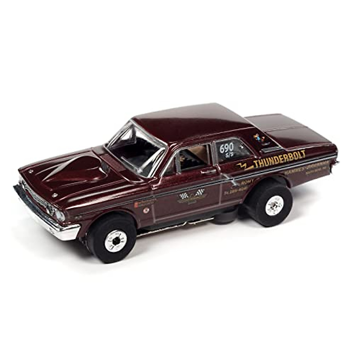 Auto World Thunderjet 1964 Ford Thunderbolt (Maroon) HO Scale Slot Car