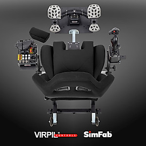 SimFab Modular Flight Simulator Cockpit For Combat Simulation. DCS Edition. Compatible With Thrustmaster Warthog, WinWing, VirPil, VKB And Alike Controls. Upgradable To General Aviation, Space Sim Or Sim Racing. (black seat)