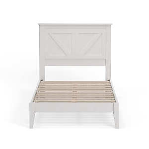 Glenwillow Home Farmhouse Solid Wood Platform Bed in Twin - Gloss White