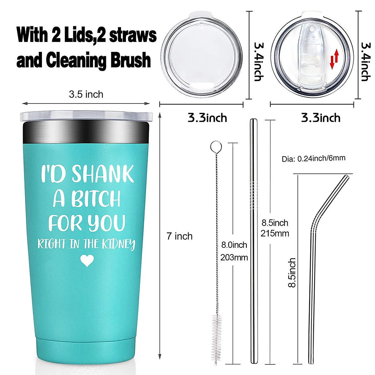 BIRGILT Best Friend Birthday Gifts for Women - Funny Christmas Friendship Gifts for Coworker, Sister, Bestie - 20oz Tumbler Cup