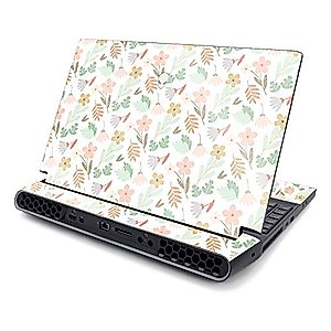 MightySkins Glossy Glitter Skin Compatible with Alienware Area-51M 17" (2019) - Neutral Flowers | Protective, Durable High-Gloss Glitter Finish | Easy to Apply and Change Style | Made in The USA