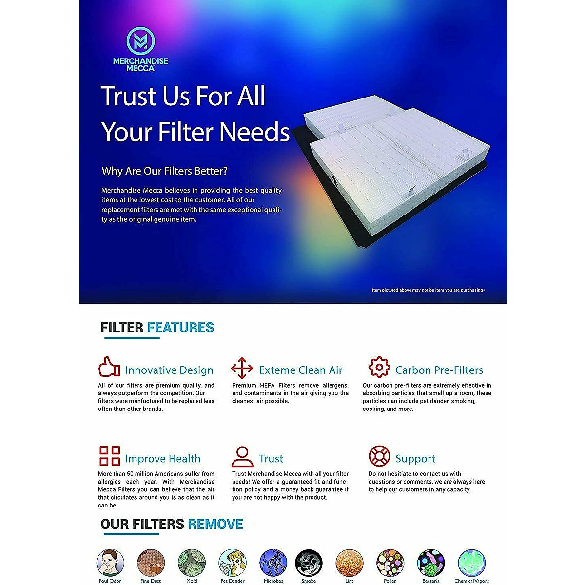 Merchandise Mecca Replacement 1 HEPA Filter and 4 Carbon Pre-Filters Compatible with Fellowes HF-300 fits Fellowes AP300PH HF300 AeraMax 290 300 DX95 Model…