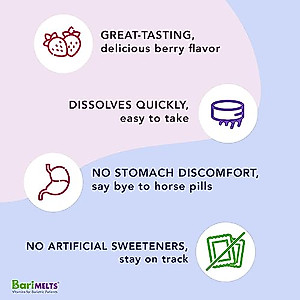 BariMelts Calcium Citrate, Dissolvable Bariatric Vitamins, Natural Berry Flavor, 120 Fast Melting Tablets