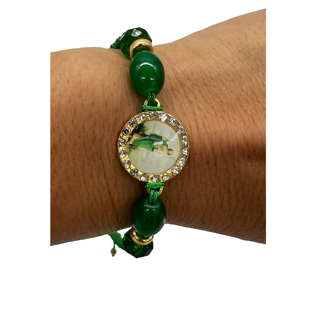 12 PCS San judas tadeo Bracelet Handmade Medal Adjustable String Green Rope Bracelets Religious Prayer Jewelry Gift For Women Men- Green (49GR)