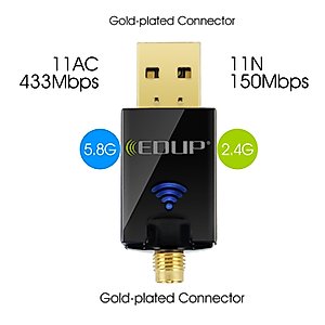 USB Wifi Adapter AC600Mbps with Wi-Fi Antenna for Laptop Desktop PC,Dual Band 5.8G/2.4Ghz Wireless Network Adapters Compatible OS with Windows XP/Vista/ 7/8.1/8 /10 / and Mac Os X 10.6-10.15