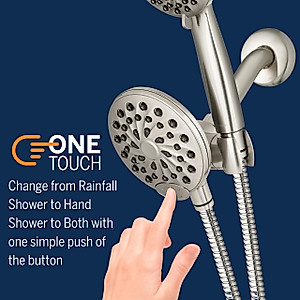 Waterpik One-Touch Dual 2-in-1 Shower System With Rain Shower Head and 7-Mode Hand Held Shower Head, Brushed Nickel XPB-139E-769ME