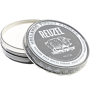 REUZEL Extreme Hold Matte Pomade, Strongest All Day Hold, Water Soluble Styling, No Shine & Flake Free, Easy To Wash Out, For and Hairstyles, 4 oz