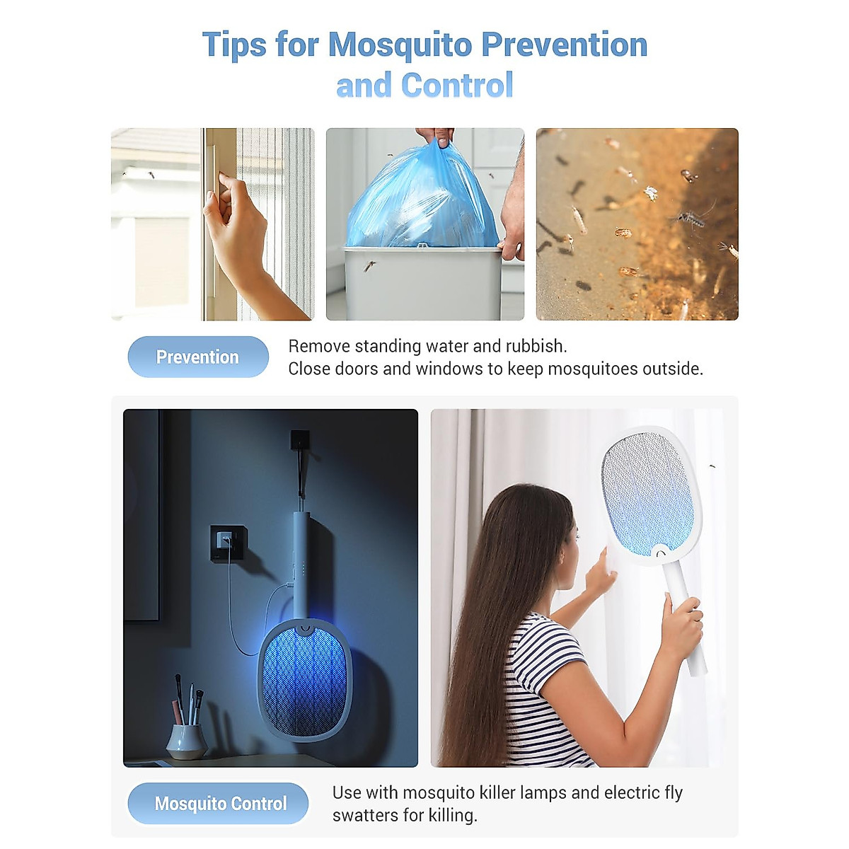 YISSVIC Electric Fly Swatter Foldable Bug Zapper Racket 2 in 1 Mosquito Killer with Purple Attractant Light Rechargeable 1800mAh for Indoor Home Backyard Patio Camping