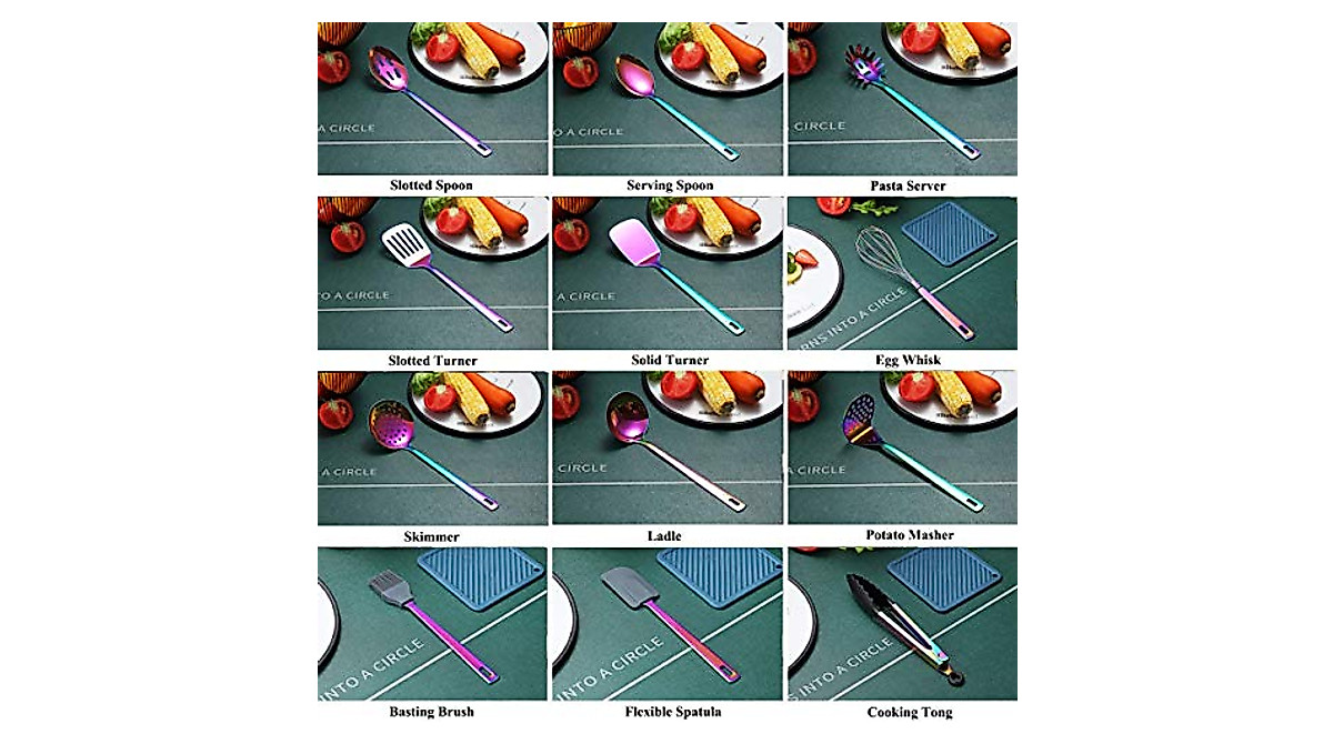 Premium 13-Piece Rainbow Kitchen Utensils Set