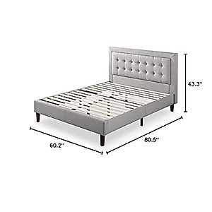Zinus Dachelle Upholstered Platform Bed Frame / Mattress Foundation / Wood Slat Support / No Box Spring Needed / Easy Assembly, Queen