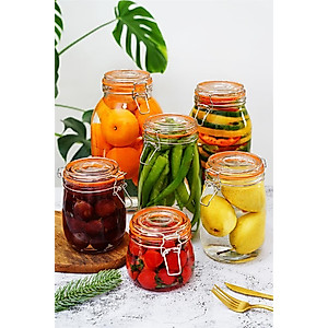 Generic Airtight Food Storage with lid 34 Oz set of 2pc, wide mouth. Clear Glass Kitchen, Pantry Organizer. Keep your food, grains cofffee, tea, cookies and candies dry, fresh. (Oval, PC11002-D)