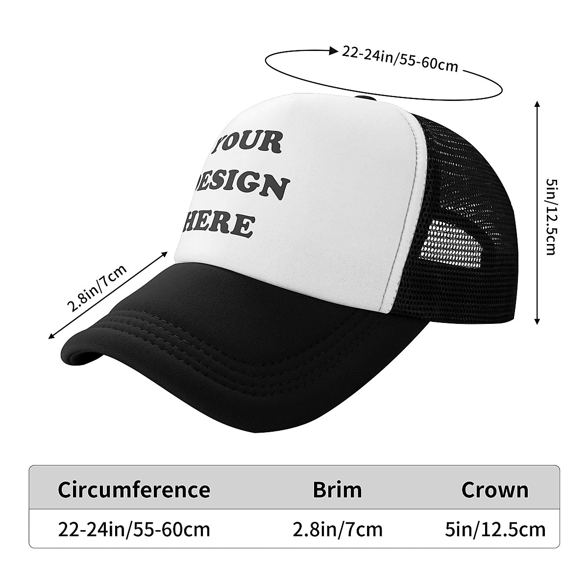 Custom Hats Design Your Own, Custom Trucker Hat for Men Women, Make Your Own Customized Dad Hat