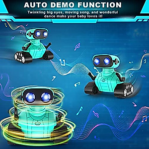 Hamourd Robot Toys - Kids Toys Rechargeable RC Robots, Remote Control Toy with Auto-Demonstration, Flexible Head & Arms, Dance Moves, Music, Shining LED Eyes, Girls Boys Toys Birthday