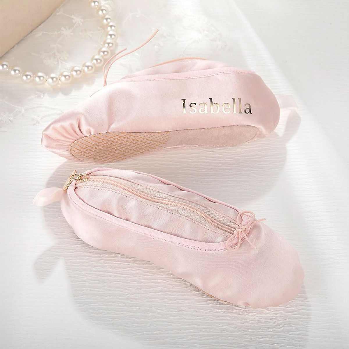NICEDREAM Personalized Name Ballet Shoe Makeup Bag Pencil Case Cosmetic Bag Ballet Gift for Dancers Custom Ballerina Bag Zipper Pouch Cosmetic Pouch