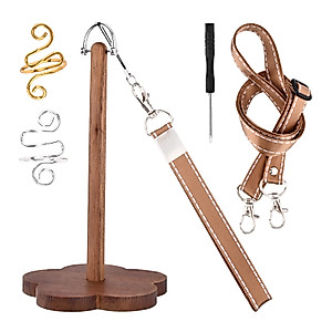 JIANWEI Portable Wrist Yarn Holder, Wrist Yarn Ball Minder Stand with Wristband&2 Finger Crochets, Yarn Minder Yarn Storage Organizer Knitting Supplies Crocheting Gift for Craft Lover(Walnut)