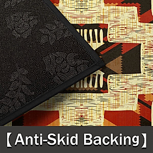 Native American Arrow Style Half Round Door Mat Indoor Entrance 24X36" Ethnic Semi Circle Floor Rug Non Slip Absorbent Bathroom Mats Half Moon Area Rugs for Kitchen Patio Fireplace Hearth Rugs