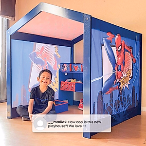 Marvel Spider-Man Indoor Playhouse with Fabric Tent for Boys and Girls by Delta Children, Great Sleep or Play Area for Kids - Fits Toddler Bed, Greenguard Gold Certified