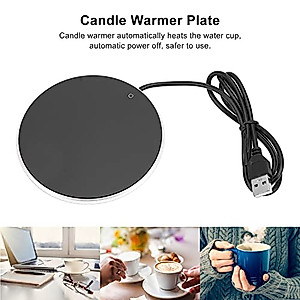 USB Candle Warmer, Candle Warmer Plate Auto Shut Off Small Portable 5V 2A Coffee Warmer for Home Office(Silver)