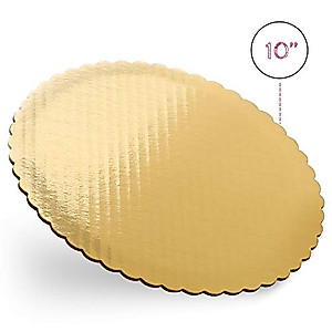 10 inch Gold Cake Boards Rounds, [24 Pack] Cake Base, 10-in Circle Cardboard, Disposable 10 in Round Cake Boards Perfect for Cake Decorating,