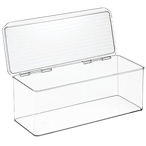 iDesign Modern Clear Rectangular Stackable Shatterproof BPA Free Plastic Kitchen Storage Box, 14 x 34 x 12.5 cm