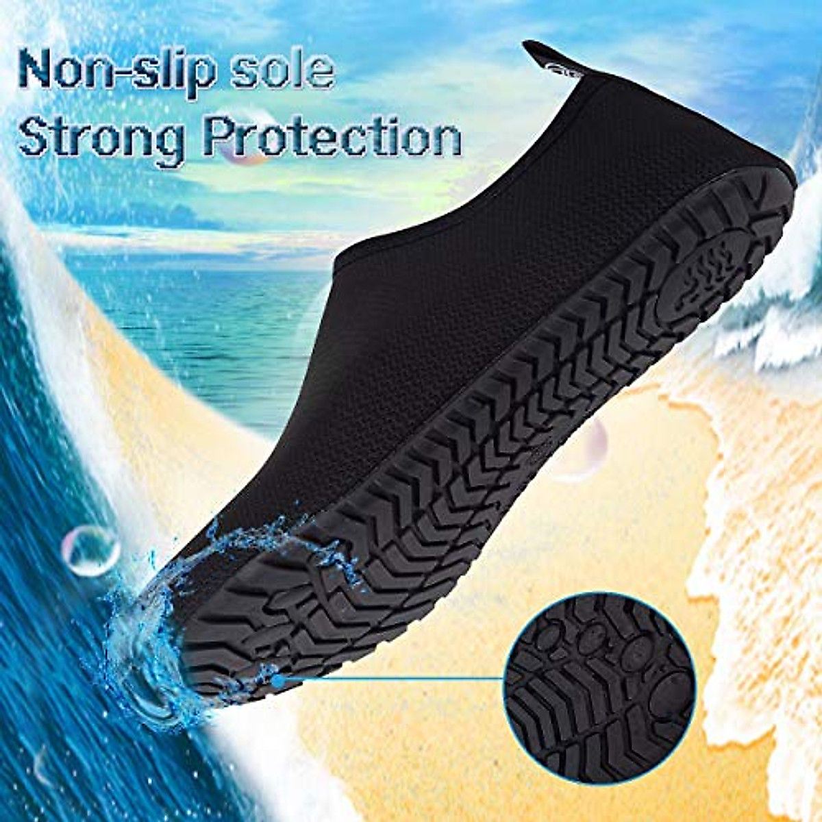 YALOX Water Shoes Women's Men's Outdoor Beach Swimming Aqua Socks Quick-Dry Barefoot Shoes Surfing Yoga Pool Exercise(XBL-Black,46/47EU)