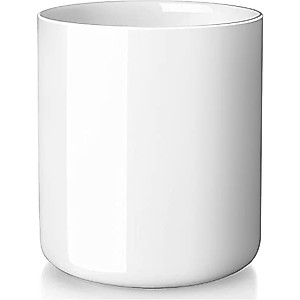 ALELION Cream White Kitchen Utensil Holder, 7.2" Extra Large Utensil Holder for Kitchen Counter, Thickenss Cooking Ceramic Utensil Crock for Utensils, Housewarming Wedding Gifts for Kitchen Decor