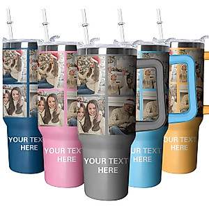 Personalized Gifts Custom Tumbler with Straw 40 Oz Customized Stainless Steel Insulated Travel Cup Add Name,Photo,or Logo,Custom Travel Coffee mug,Personalized Photo Gifts for Women Men
