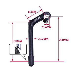 SENQI 22.2×25.4mm Electroplating Gooseneck Stem Aluminum Alloy Stems with Teeth BSB040(80×220×240,Silver)