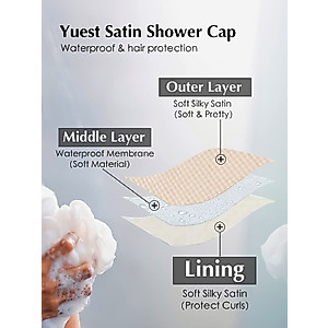 Shower Cap Silk Satin Lined Super Large for Long Curly Hair Women Adjustable