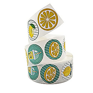 500pcs 1 Inch 8 Kinds of Design Lemon Stickers Roll for Envelope Seals, Party Favors Decoration, Gift Cards, Goodie Bags, Business and Boutique and Gift Bags Packaging