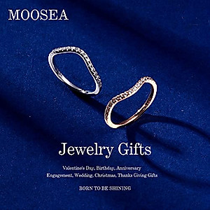 MOOSEA Moissanite Curved Eternity Band for Women, D Color VVS1 Clarity Lab Created Diamond Wedding Band 14K Rose Gold Vermeil Moissanite Contour Moissanite Stackable Rings for Women Jewelry Gifts