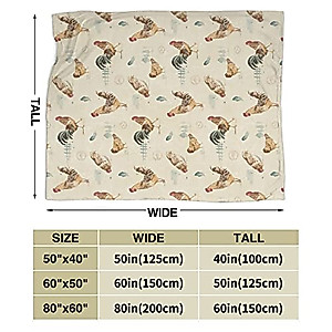 Cute Country Farm Rooster Blanket Ultra Soft Flannel Throw Blanket Warm Cozy Blanket Gifts for Kids Adults All Season 50"X40"
