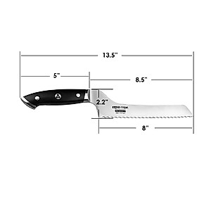Ergo Chef 8-In Serrated Offset Bread & Deli Knife - Pro Series 2.0 - Forged High Carbon 7Cr17Mov Stainless Steel – Ergonomic Black Pakkawood Handle
