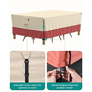 BROSYDA Patio Furniture Set Cover Waterproof, 600D Heavy Duty Lawn Patio Furniture Covers, Outdoor Sectional Sofa Cover Patio Table Chair Set Cover, 108" W×82" D×28" H, Beige & Orange