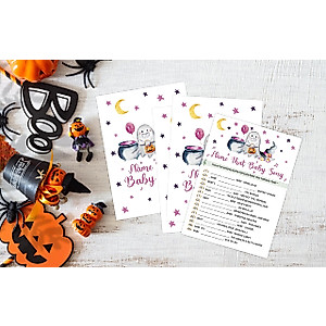 Halloween Name That Baby Song Baby Shower Game, 30 Players Baby Shower Game Cards for Baby Shower, Gender Reveal Party, Halloween Party Games Favors Decorations Supplies-LO17