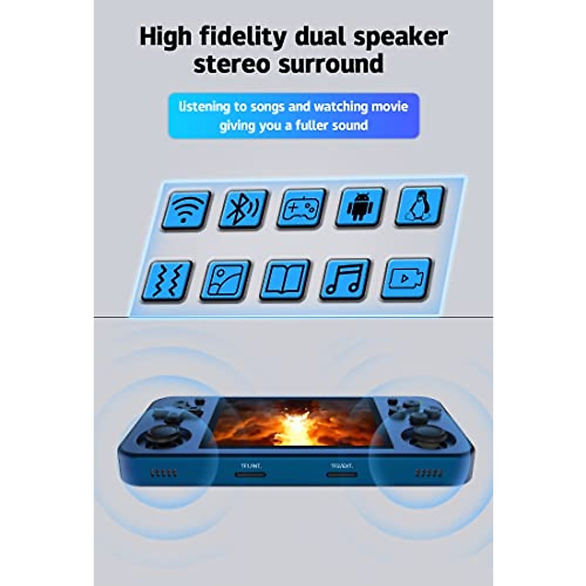 ANBERNIC RG353M Handheld Game Console , Aluminum Alloy CNC Process Dual OS Android 11 + Linux System Support 5G WiFi 4.2 Bluetooth Built-in 64G SD Card 4452 Games (Deep Blue)
