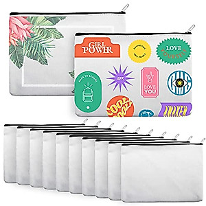 Muka 12 Pack Plain DIY Canvas Bag White Pouch for Painting 6-3/4 x 4-3/4 Inches Cosmetic Bag