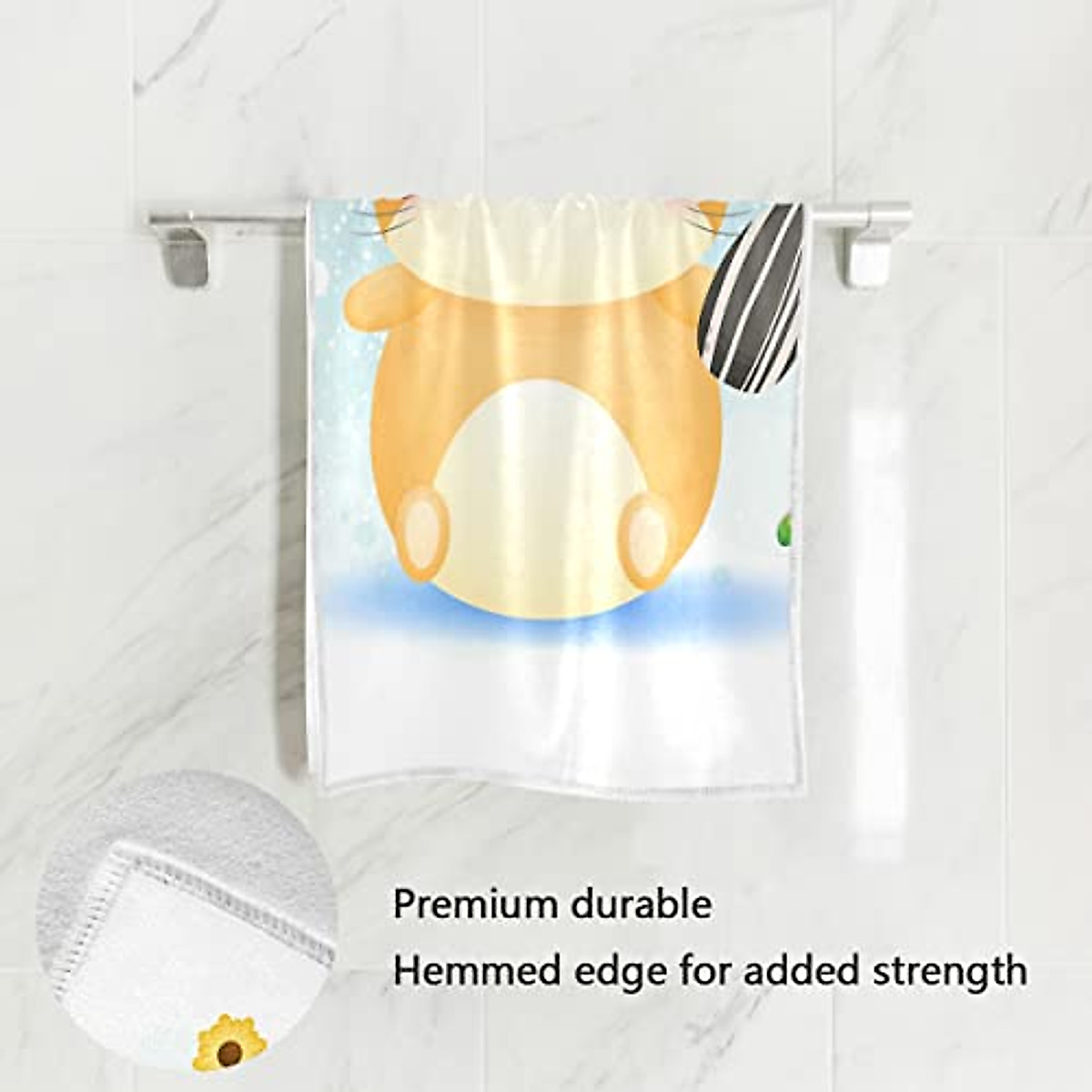 HUSSRITY Hamster Holding Sunflower Towels Super Soft Hand Towel Highly Absorbent Washcloths Quick Dry Bath Towel 30x15 Inch Durable Lightweight