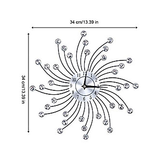 NCONCO Wall Clock, Sparkling Bling Metallic Silver Flower-Shaped Wall Clock for Living Room Officeï¼ˆArc Flowerï¼‰