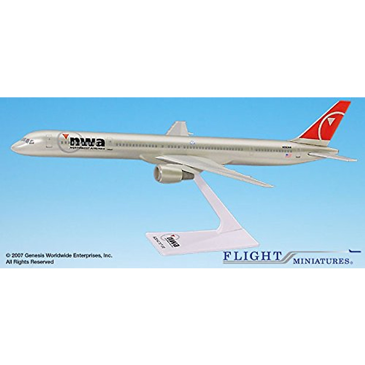 Flight Miniatures Airplane Model Northwest Airlines NWA 2003 Boeing 757-300 1:200 Scale In Flight Display Stand No Landing Gear