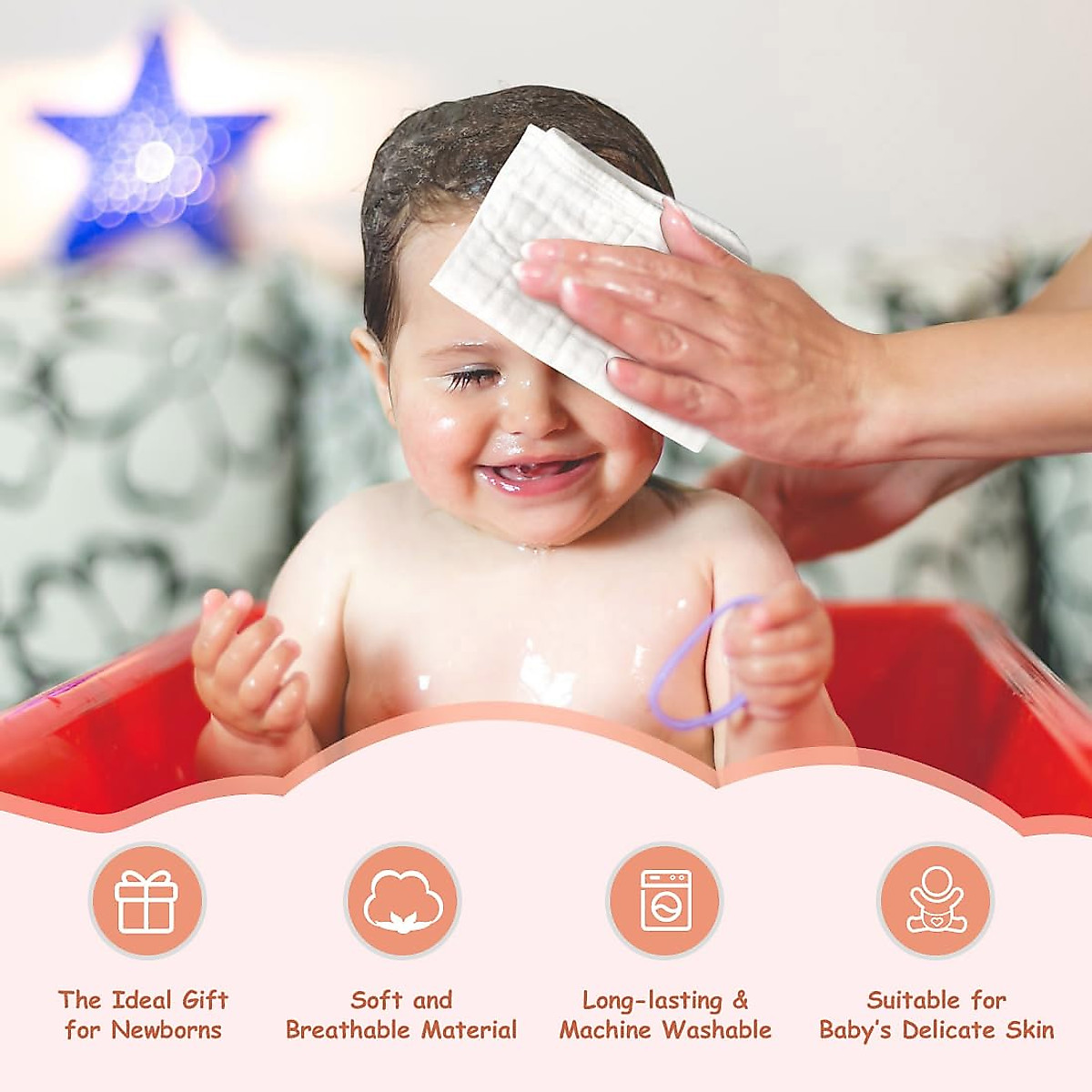 AIDEA Burp Cloths-20"x10", Muslin Burp Cloths for Babies, Highly Absorbent Cotton Burp Cloths, Large Soft Breathable Baby Rags for Boys and Girls, Newborn Essentials, Baby Gifts, White-10 Pack