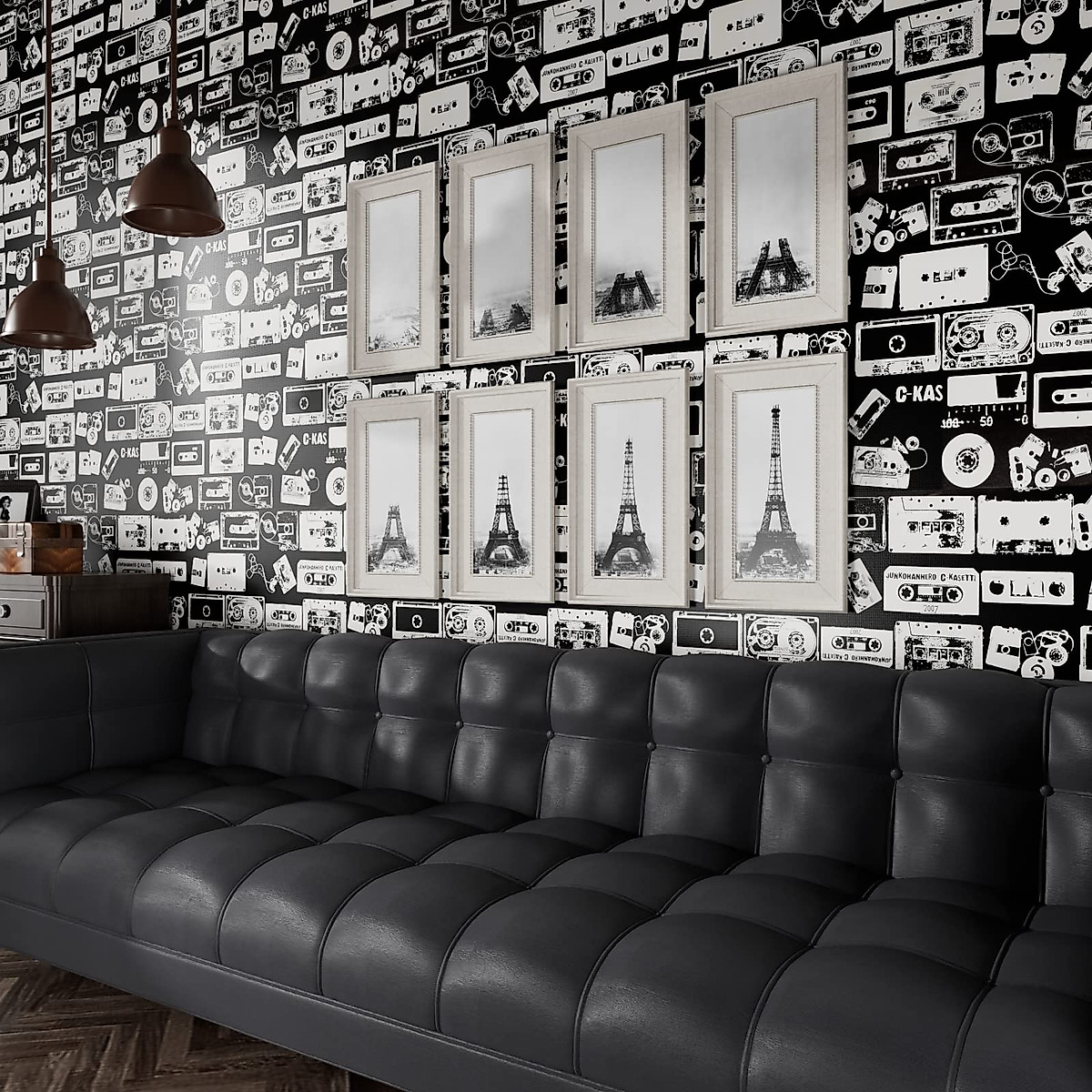 HelloWall 17.71"x78.7" Vintage Wallpaper Peel and Stick Vintage Black and White Wallpaper for Bathroom Waterproof Videotape Self Adhesive Wallpaper Roll Retro Removable Contact Paper Adorn Bookcase