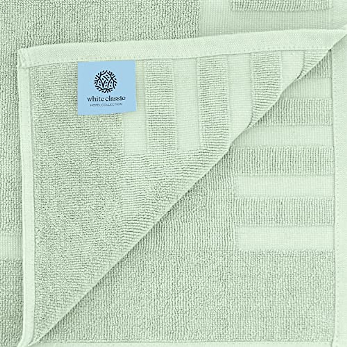 White Classic Luxury Hand Towels | 6 Pack Luxury Bath Mat | 2 Pack Bundle (Green)