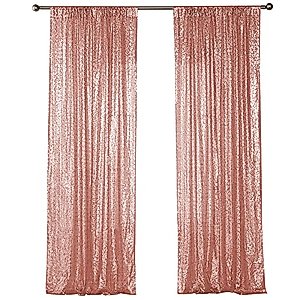 Sugargirl Rose Gold Sequin Backdrop Curtain 2 Panels 2FTx8FT Glitter Rose Gold Background Drapes Sparkle Photography Backdrop for Party Wedding Birthday Wall Decoration