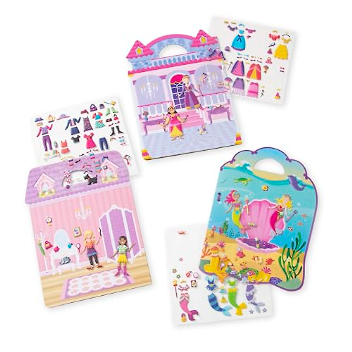 Melissa & Doug Puffy Sticker Activity Books Set: Dress-Up, Princess, Mermaid - 208 Reusable Stickers - FSC Certified
